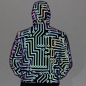 Obsidn | Jackets & Coats | Colorful Reflective Circuit Pattern Jacket ...